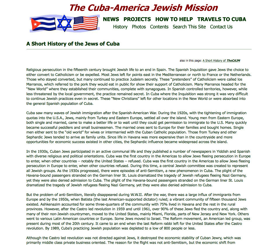 The Cuba-America Jewish Mission - A Short History of the Jews of Cuba ...