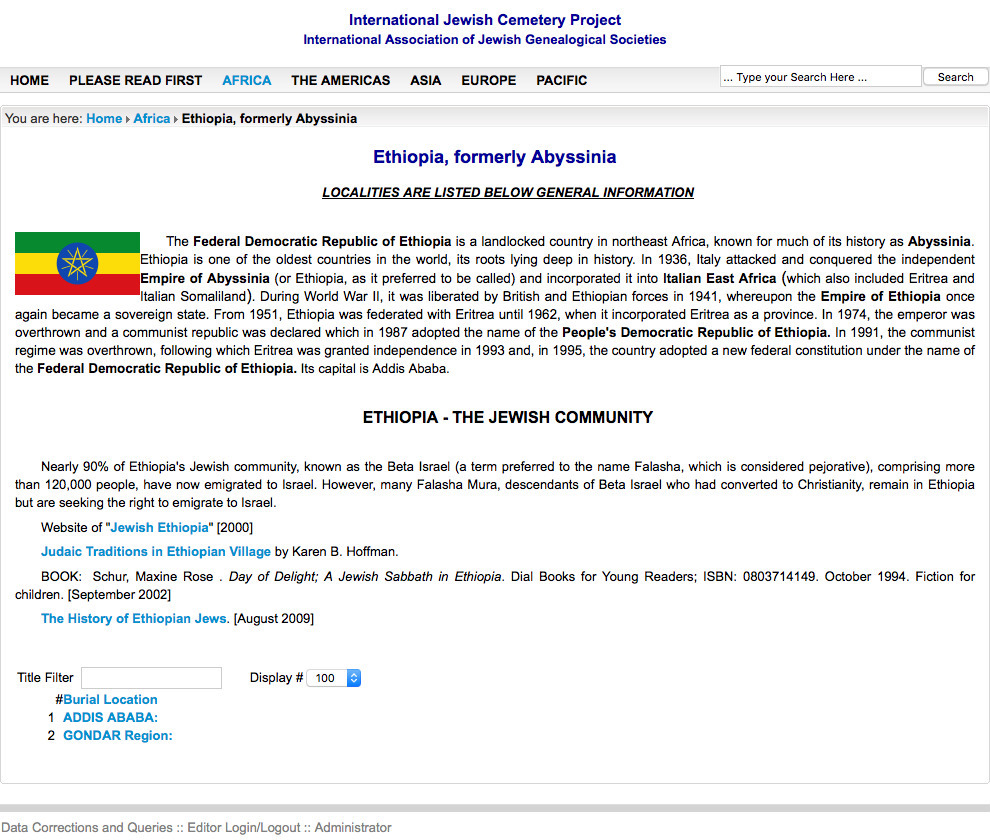 IAJGS International Jewish Cemetery Project - Ethiopia, formerly ...