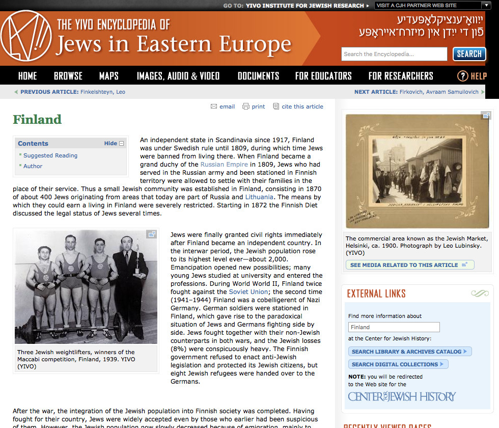 The YIVO Encyclopedia of Jews in Eastern Europe - Finland - B&F: Jewish ...