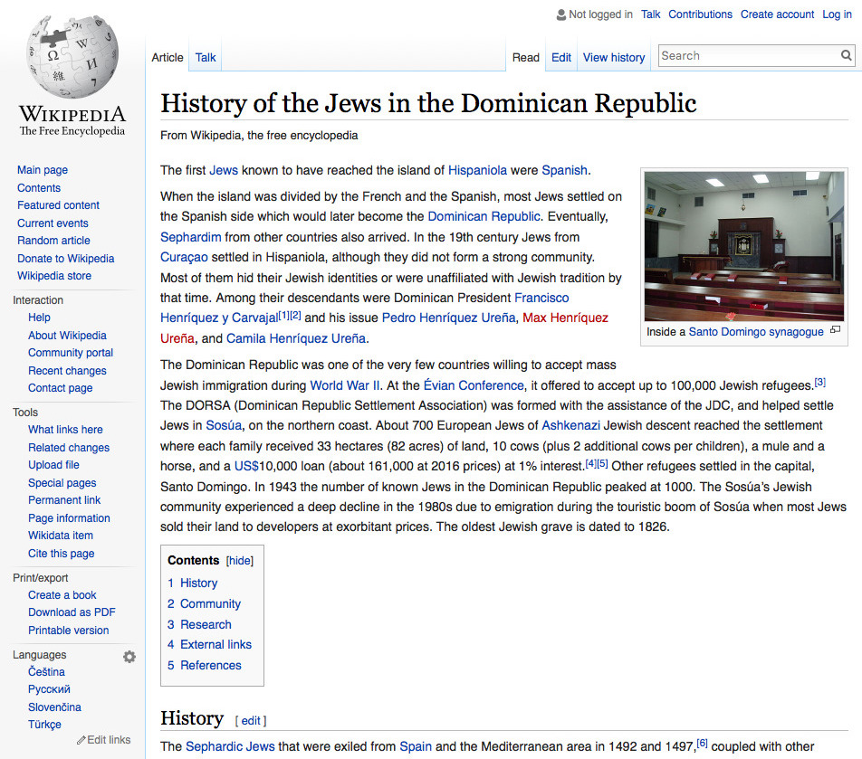 Wikipedia - History of the Jews in the Dominican Republic - B&F: Jewish ...