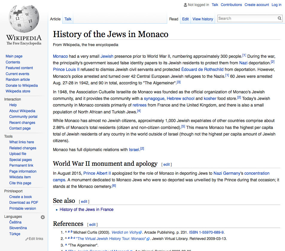 Wikipedia - History of the Jews in Monaco - B&F: Jewish Genealogy and More