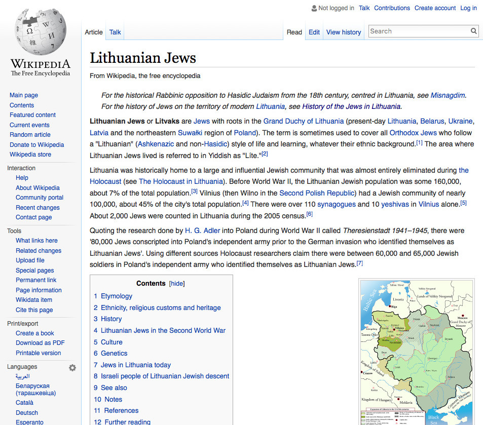 Wikipedia - Lithuanian Jews - B&F: Jewish Genealogy and More