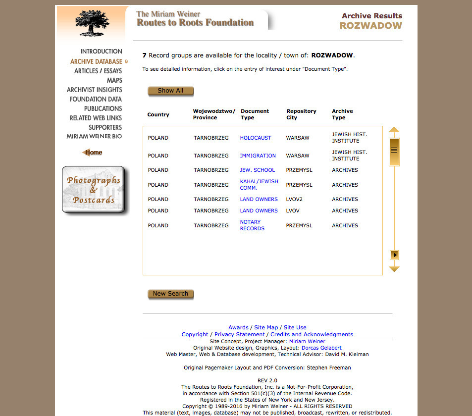 Routes to Roots Foundation - Rozwadów - B&F: Jewish Genealogy and More